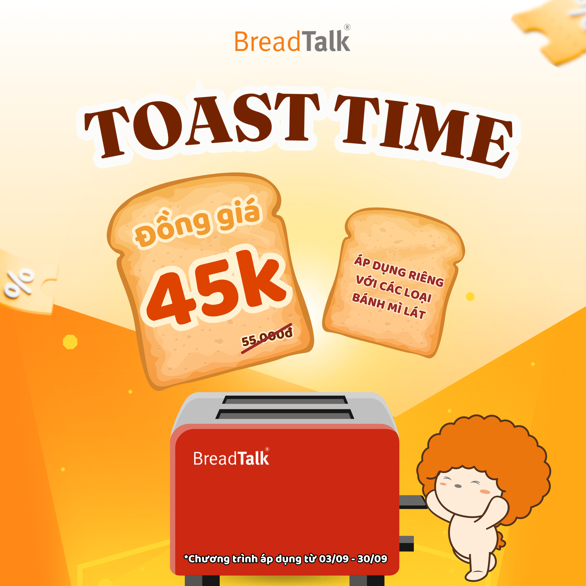 ĐỒNG GIÁ TOAST CHỈ 45K TẠI BREADTALK TRONG THÁNG 9 | Vincom